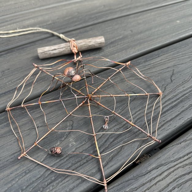 Copper Spider Web Hanging Decoration | Wirestorm Creations